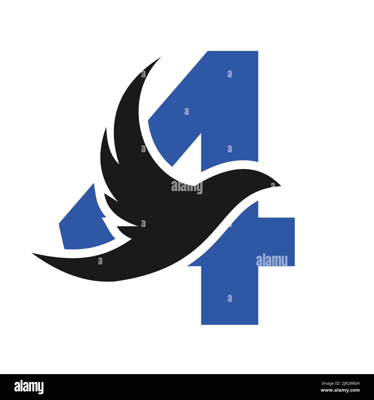 Letter 4 Flying Bird Logo Template Vector Sign. Dove Bird Logo on ...