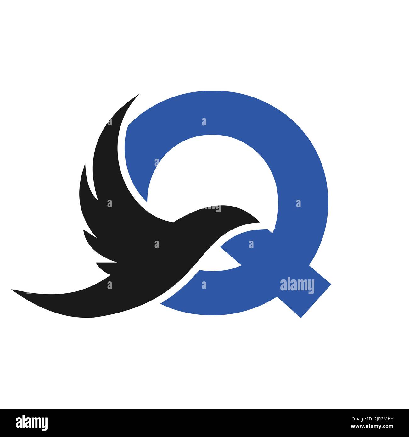 Letter Q Flying Bird Logo Template Vector Sign. Dove Bird Logo on ...