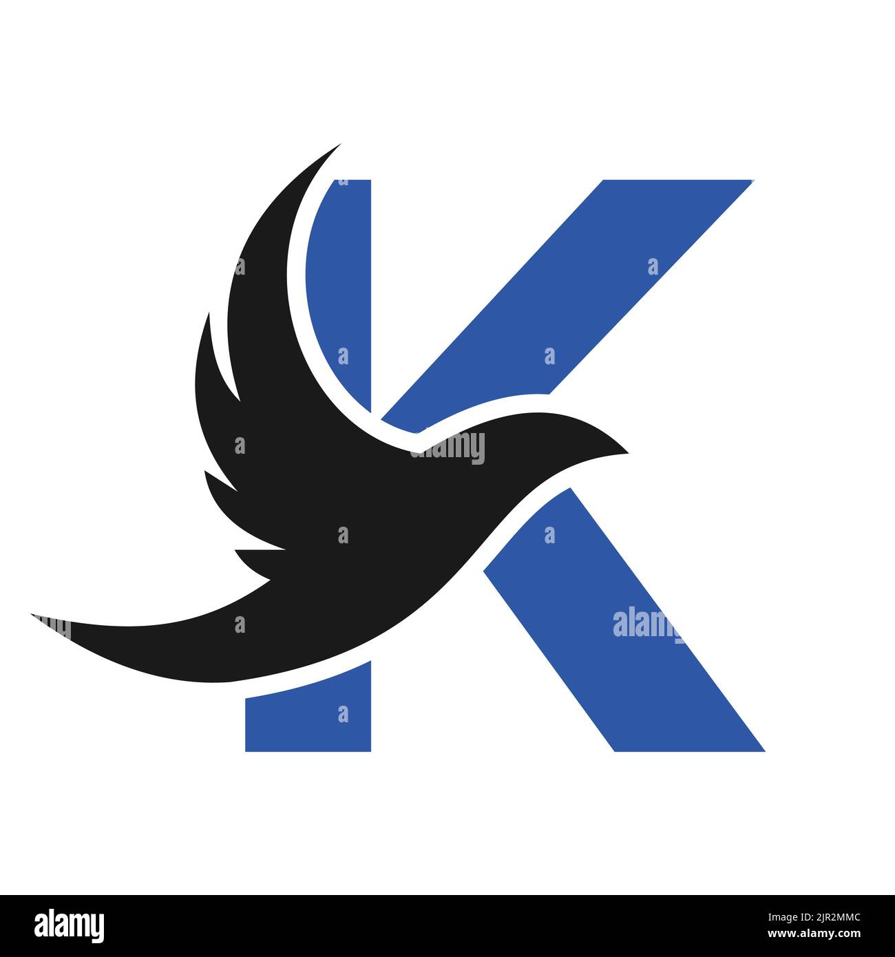 Letter K Flying Bird Logo Template Vector Sign. Dove Bird Logo on ...