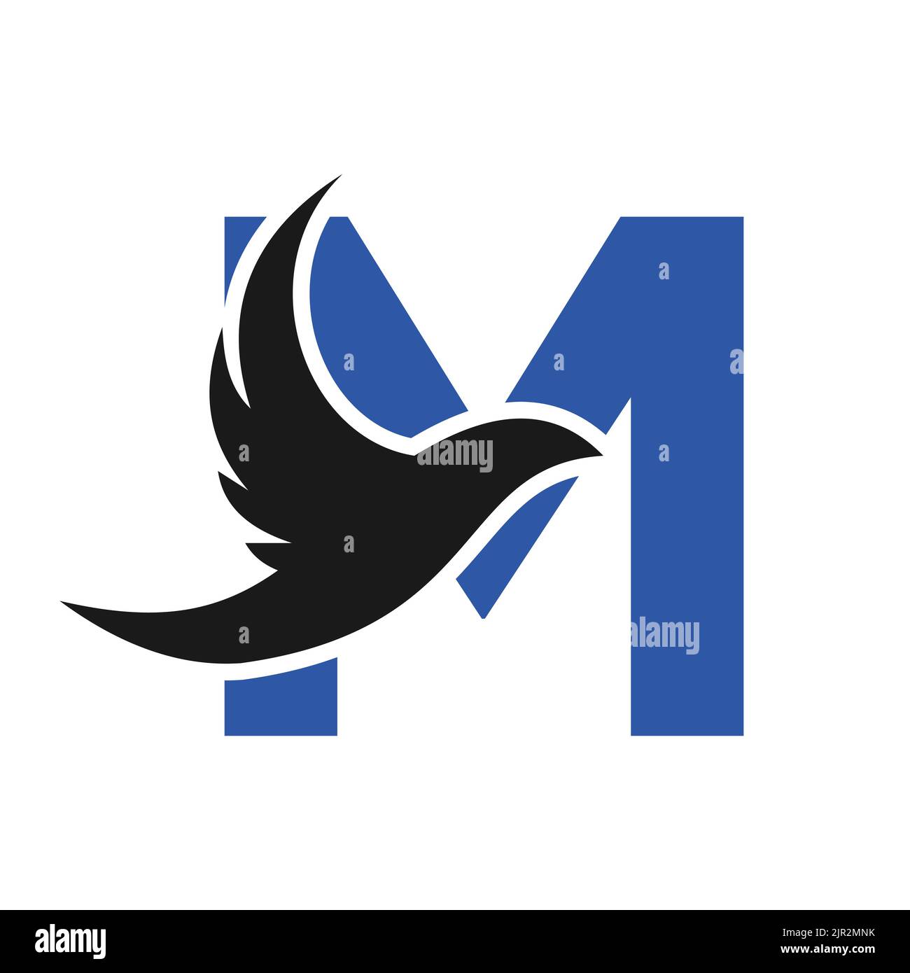 Letter M Flying Bird Logo Template Vector Sign. Dove Bird Logo on ...