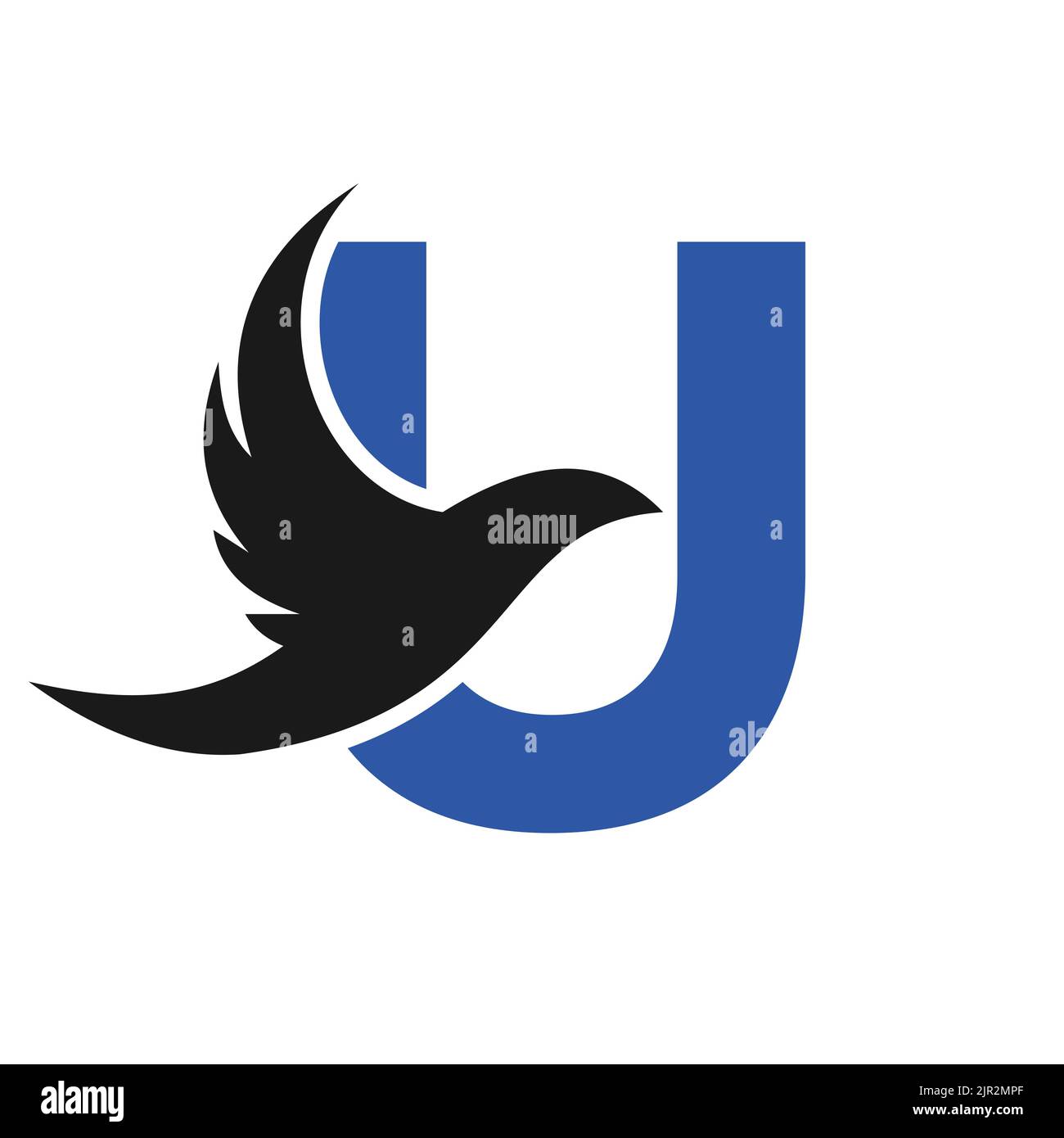 Letter U Flying Bird Logo Template Vector Sign. Dove Bird Logo on ...