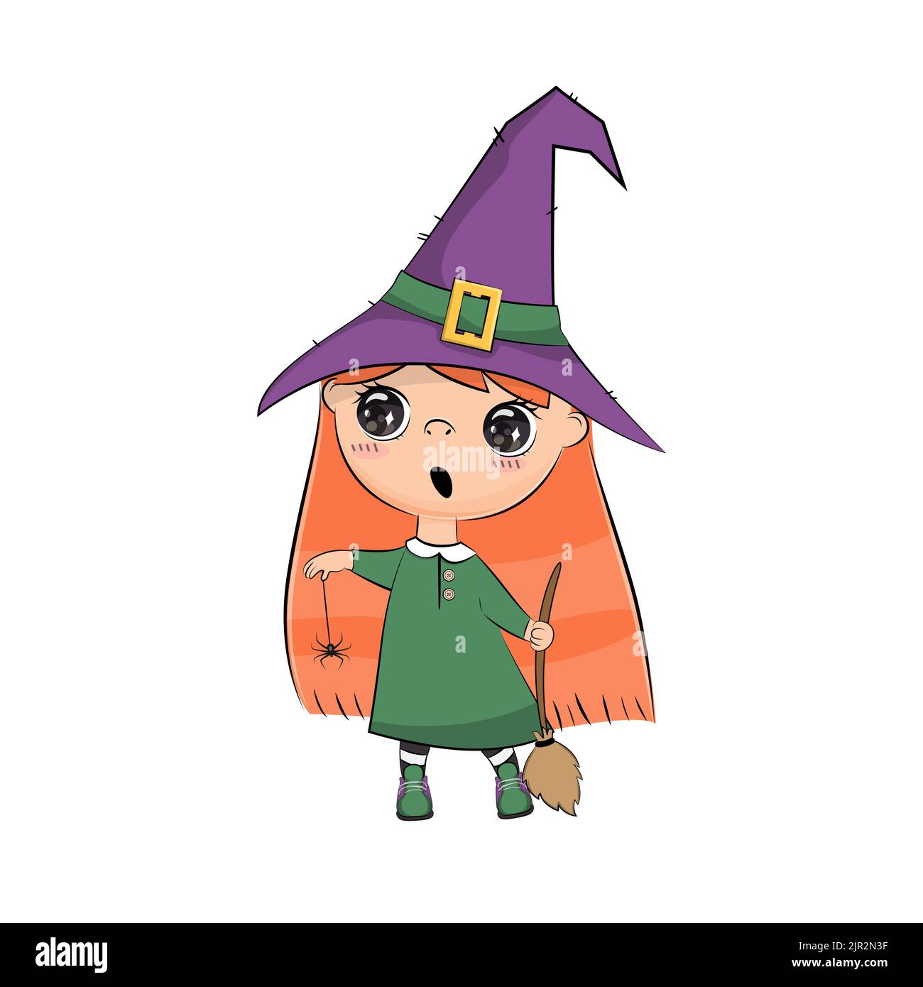Happy halloween. Cute little witch. Vector illustration Stock Vector ...