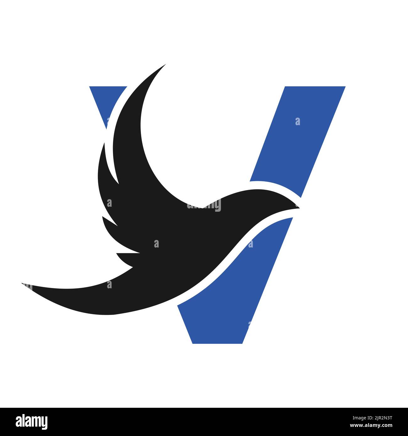 Letter V Flying Bird Logo Template Vector Sign. Dove Bird Logo on ...