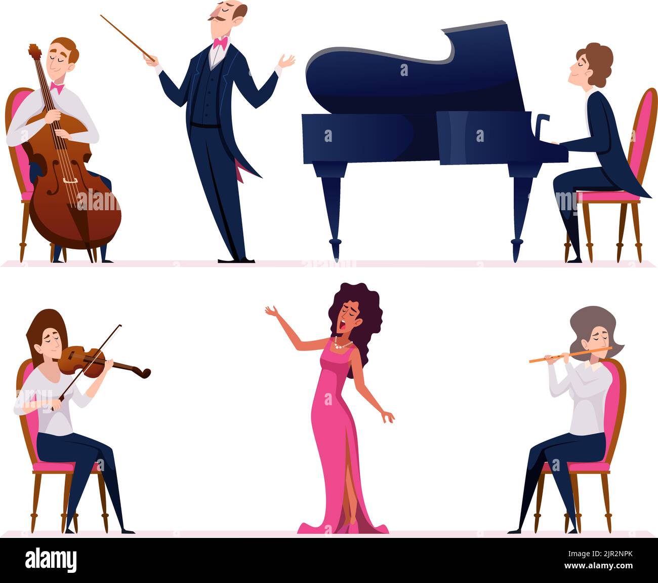 Opera. Theater classical instrumental band and singers rehearsal event ...