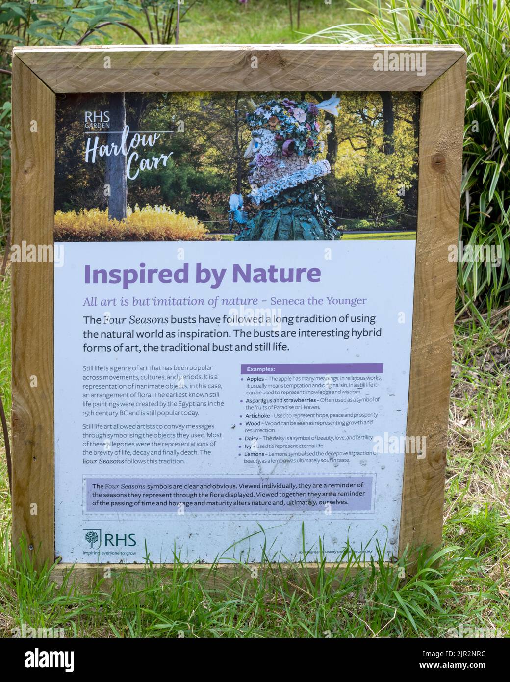 Visitor information board at RHS garden Harlow Carr, Beckwithshaw ...