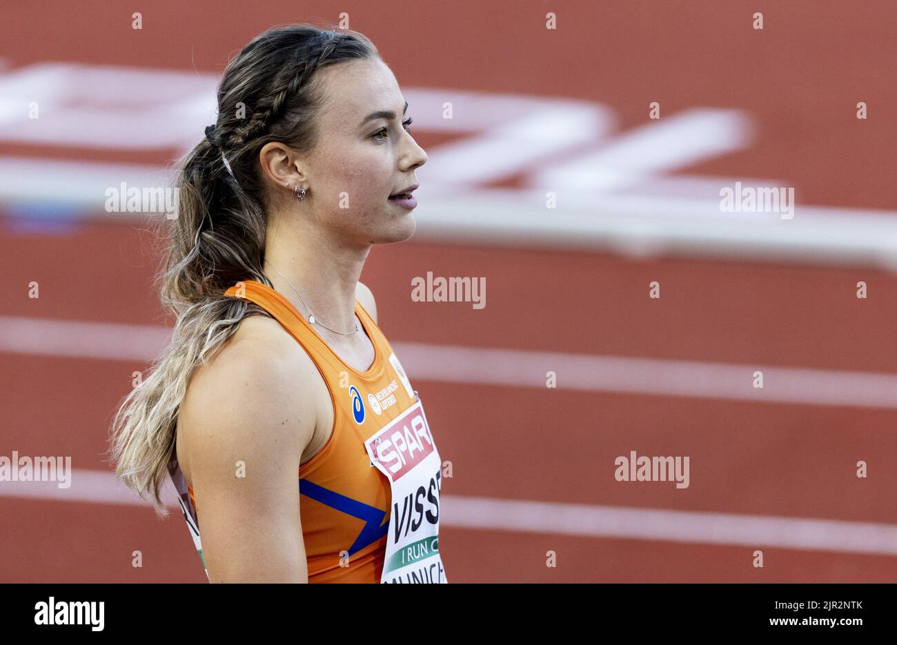 MUNICH - Nadine Visser in action during the semi-final 100 meters ...