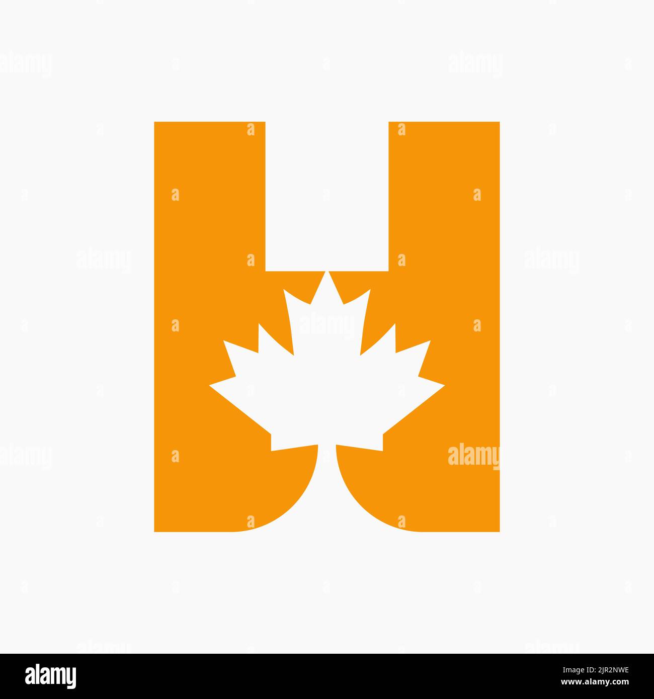 Canadian Red Maple Logo on Letter H Vector Symbol. Maple Leaf Concept ...