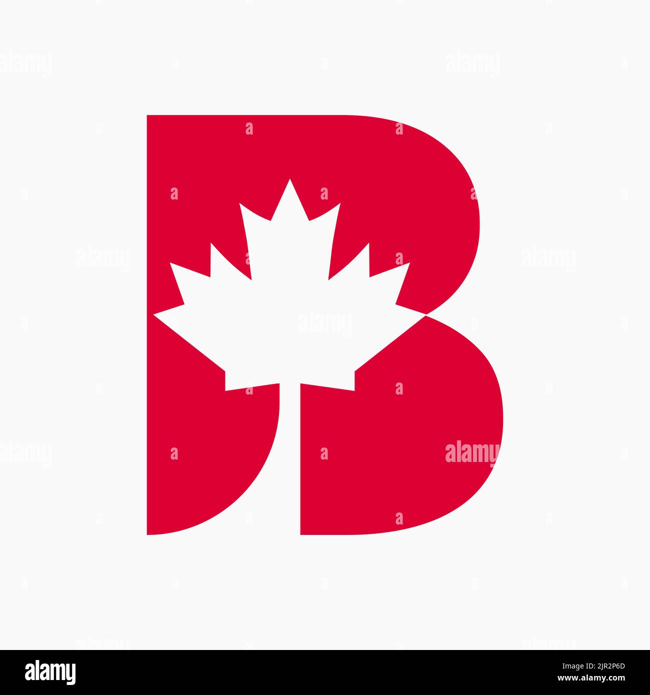 Canadian Red Maple Logo on Letter B Vector Symbol. Maple Leaf Concept ...