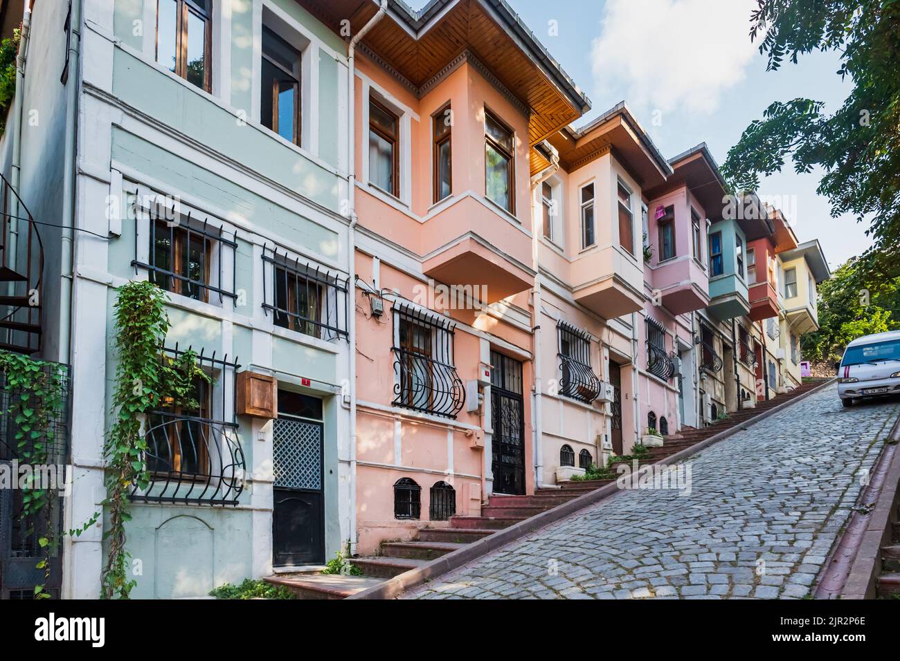 Istanbul, Turkey - August 2022 : Balat area in Istanbul with famous ...