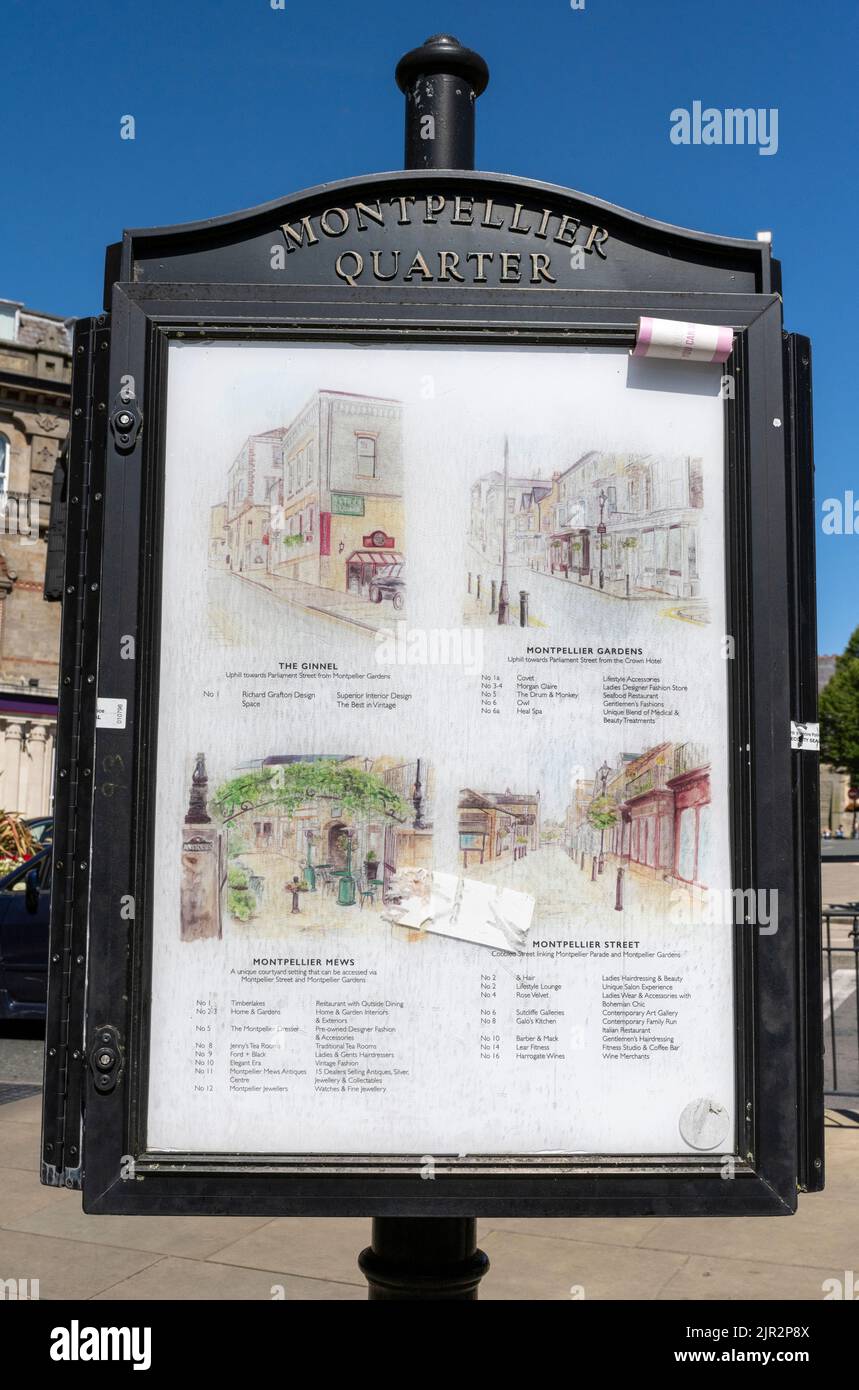 Tourist information board at the Montpellier Quarter, Harrogate ...