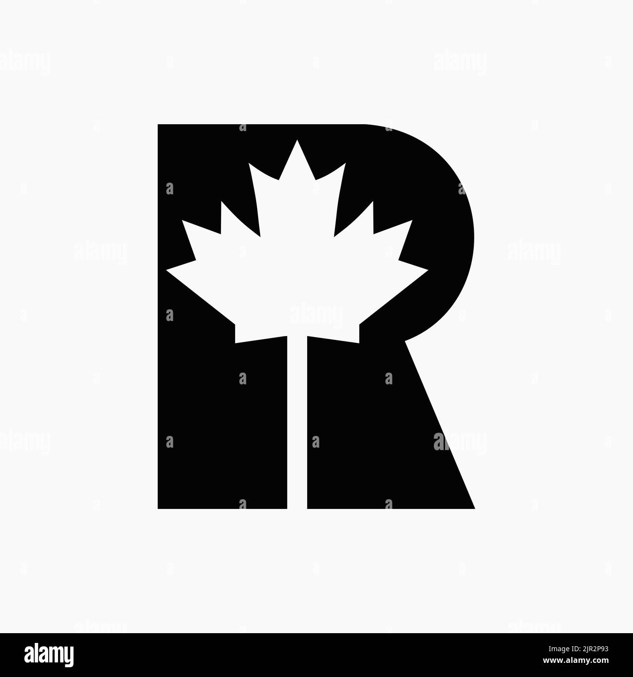 Canadian Red Maple Logo on Letter R Vector Symbol. Maple Leaf Concept ...