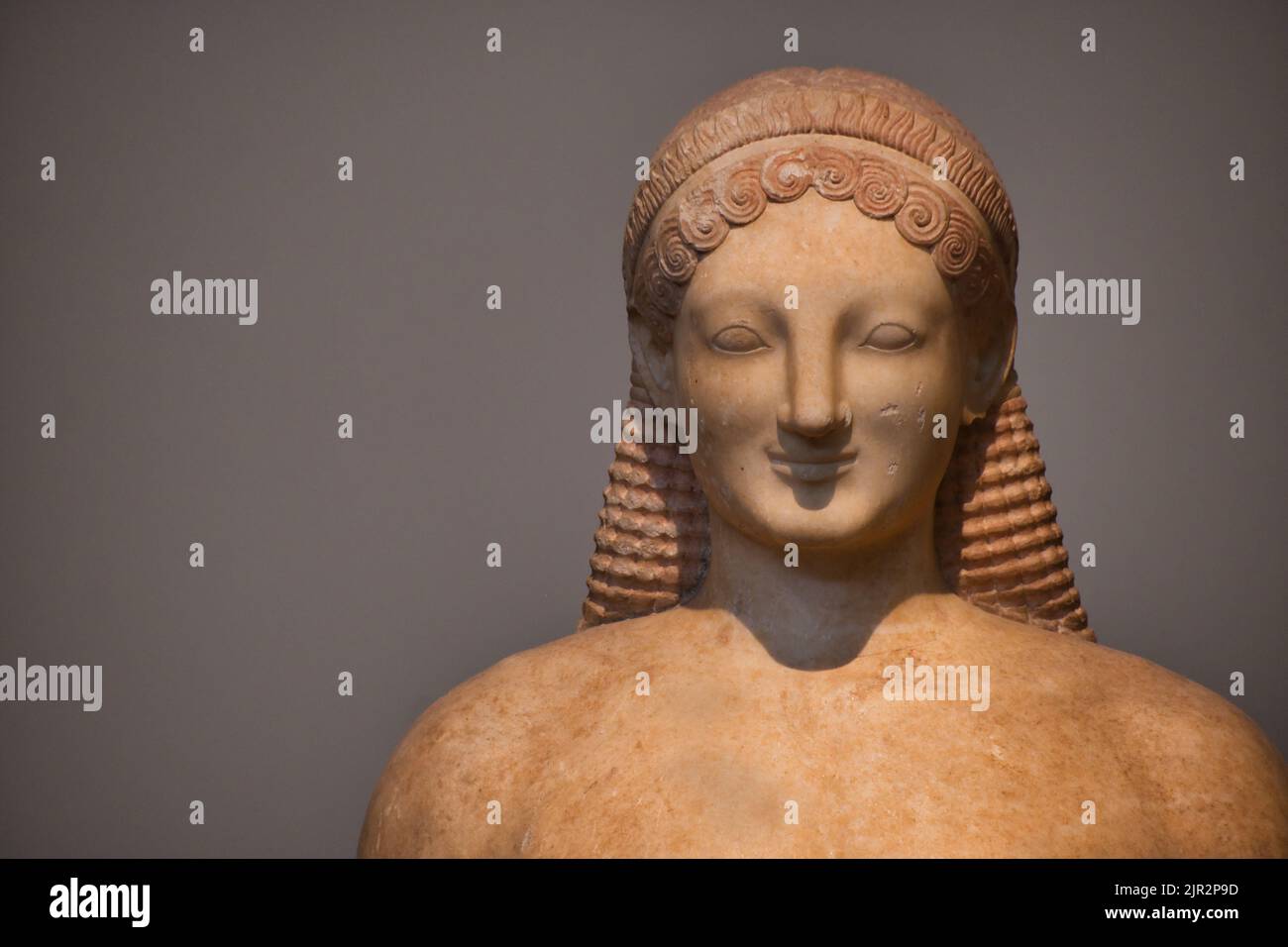 Kouros from Merenda man marble head sculpture inside the Archaeological ...
