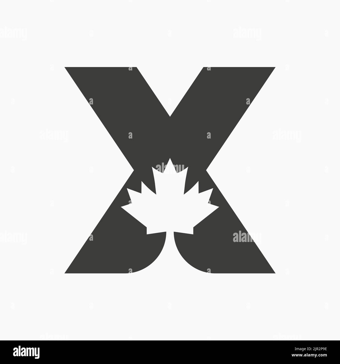 Canadian Red Maple Logo on Letter X Vector Symbol. Maple Leaf Concept For Canadian Company ...