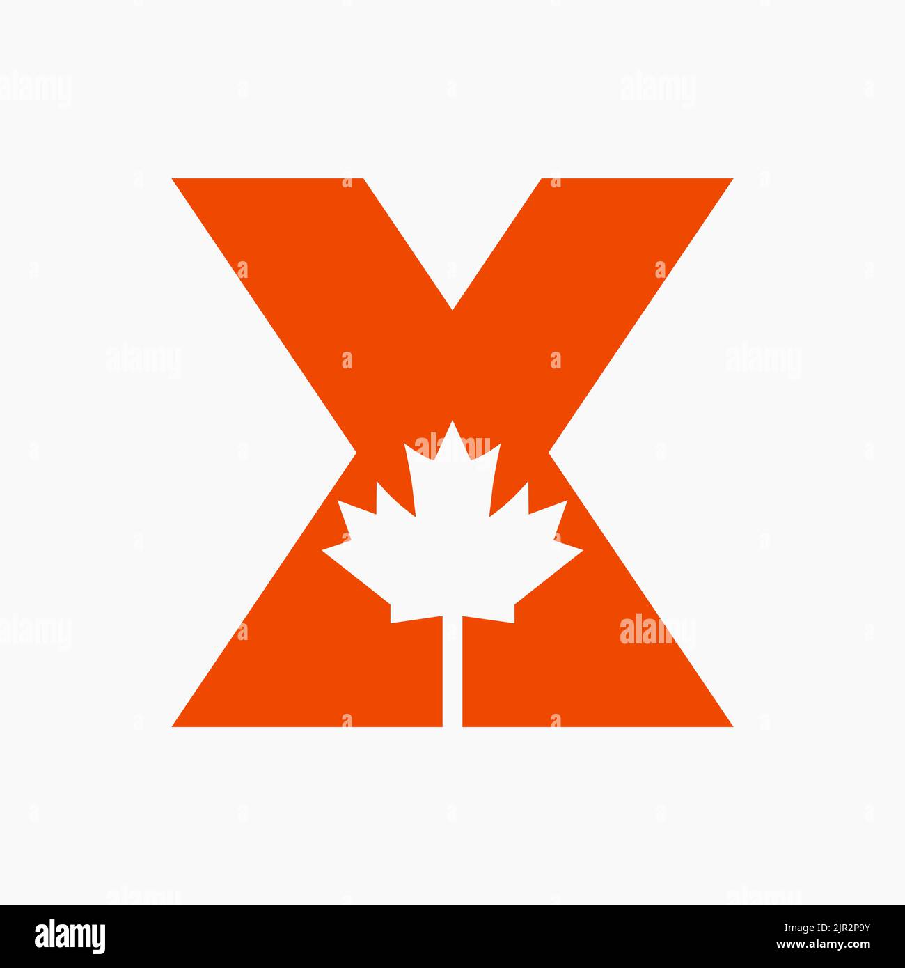 Canadian Red Maple Logo on Letter X Vector Symbol. Maple Leaf Concept ...