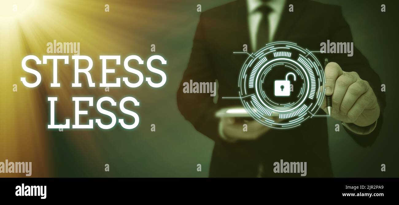 Conceptual caption Stress Less. Business showcase Stay away from ...