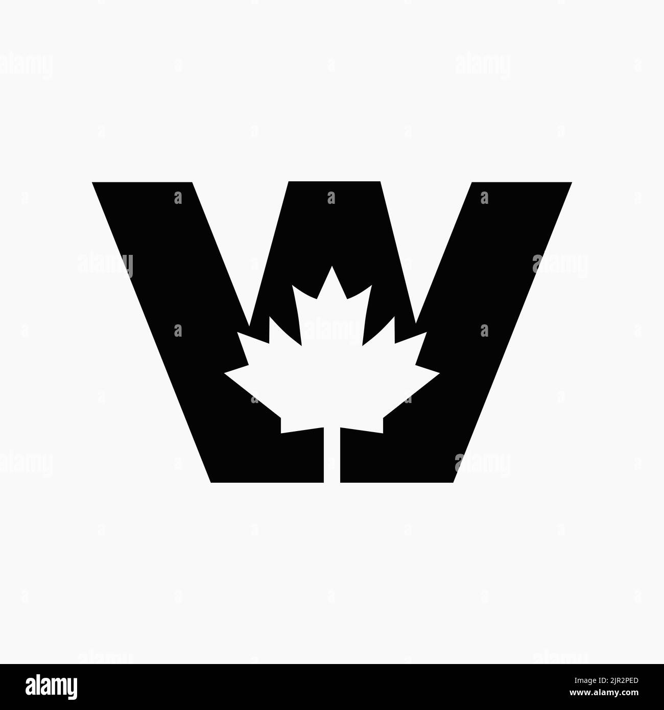 Canadian Red Maple Logo on Letter W Vector Symbol. Maple Leaf Concept ...