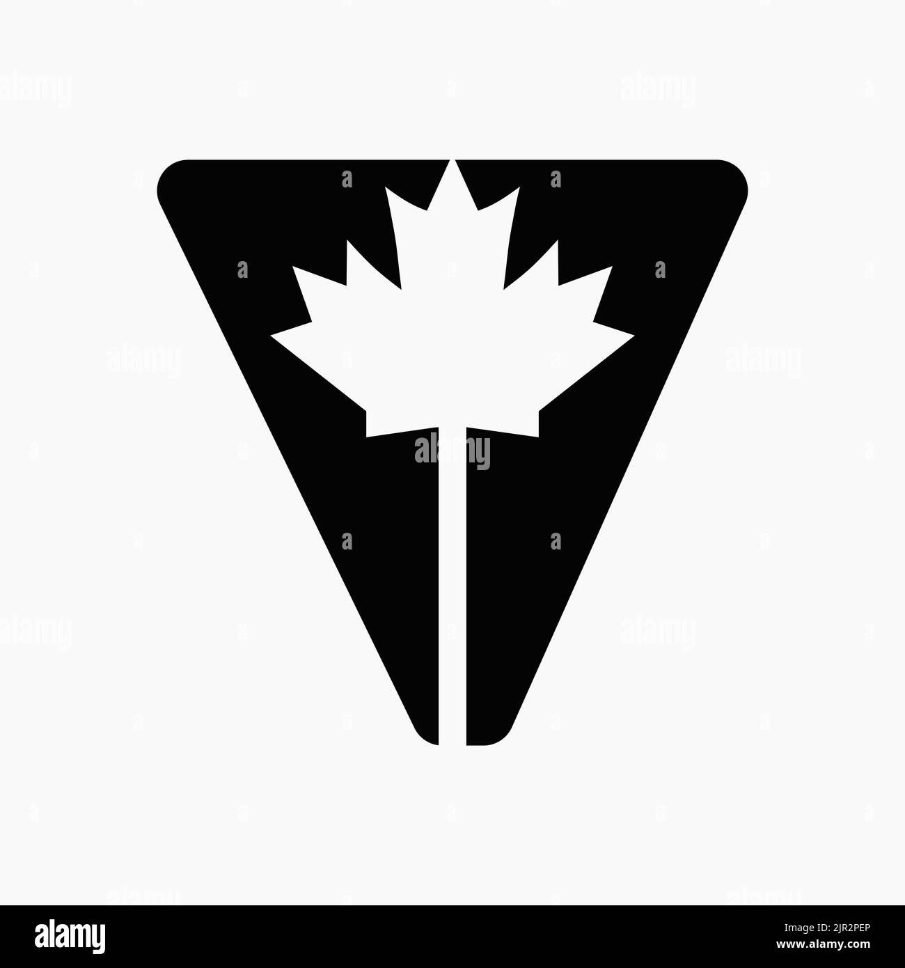 Canadian Red Maple Logo on Letter V Vector Symbol. Maple Leaf Concept For Canadian Company ...