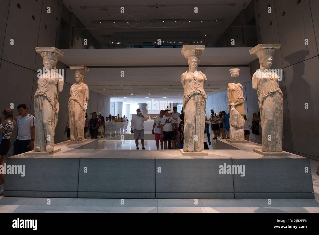 View of original version of Caryatids from the Erechtheum, inside the ...