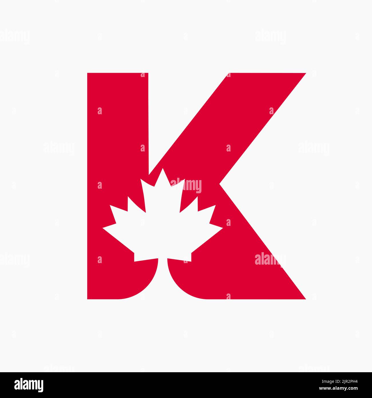 Canadian Red Maple Logo on Letter K Vector Symbol. Maple Leaf Concept For Canadian Company ...