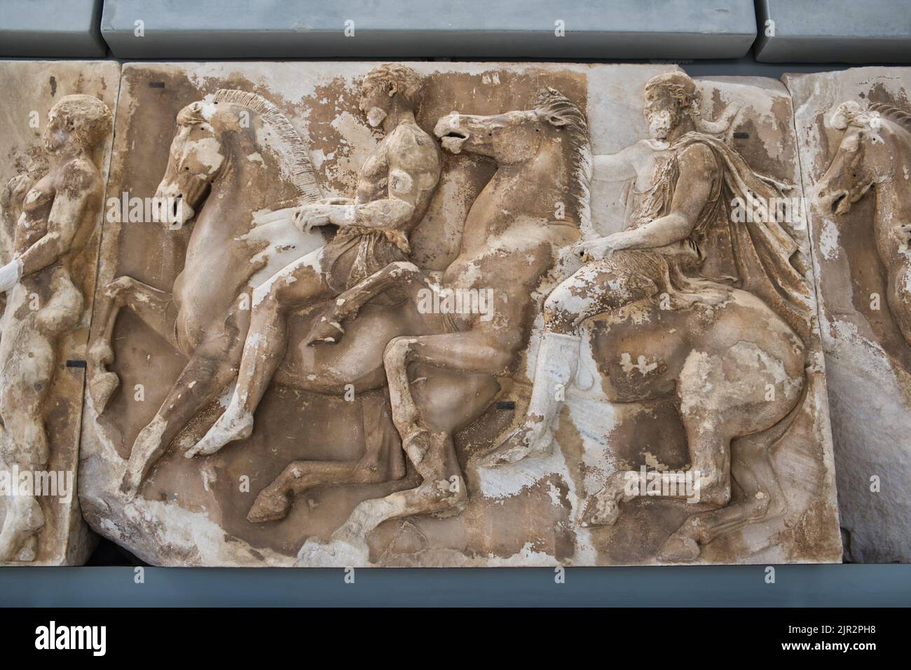 View of one metope of the freize of the Parthenon hosted inside the ...
