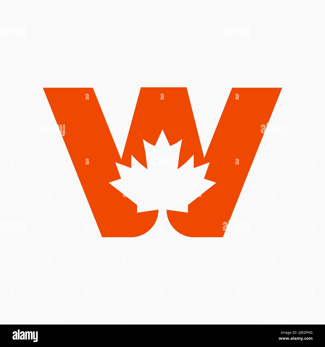 Canadian Red Maple Logo on Letter W Vector Symbol. Maple Leaf Concept For Canadian Company ...
