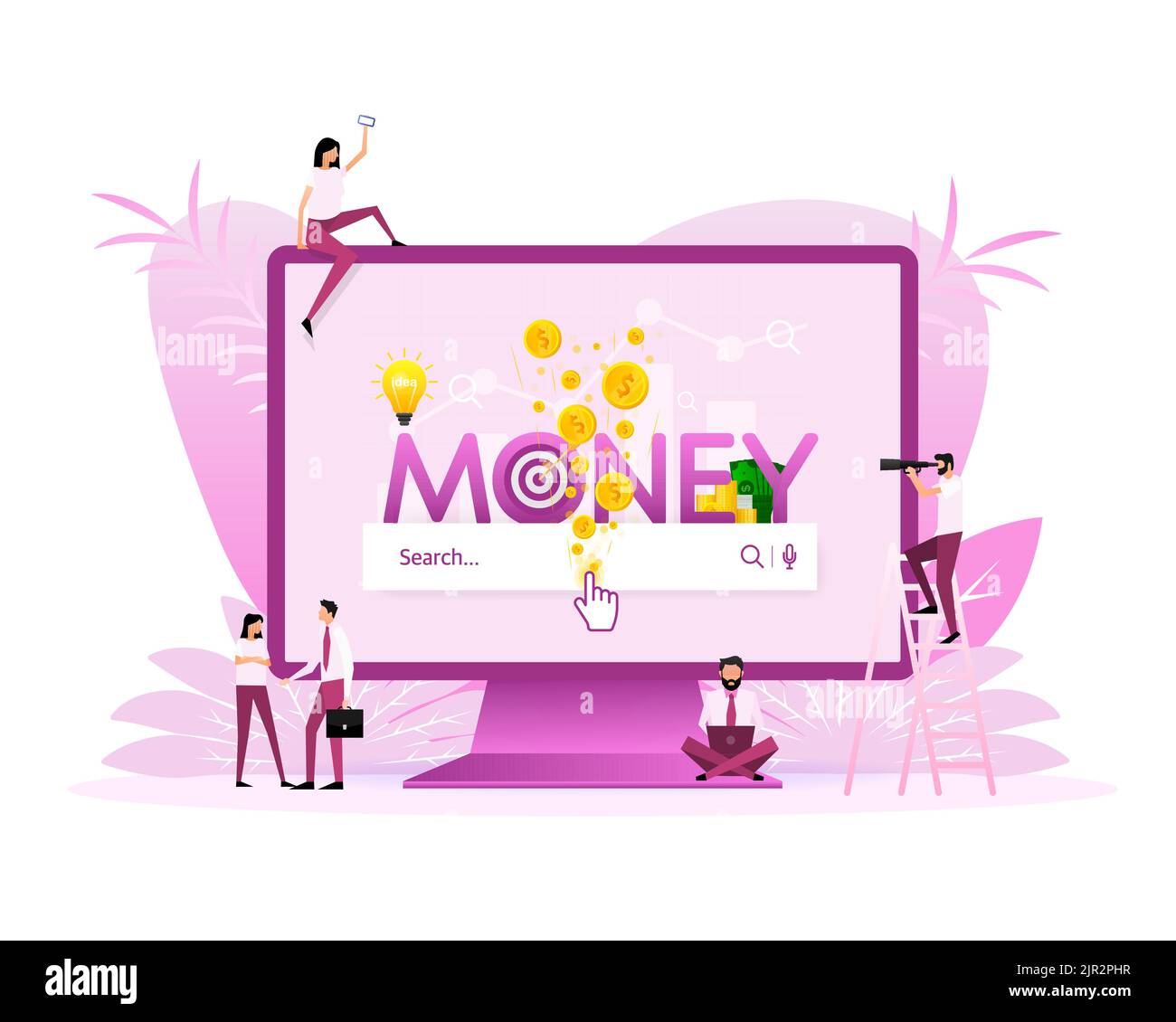 Money sign laptop people, great design for any purposes. Business woman ...