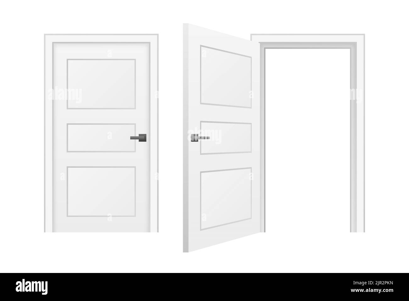 Cartoon door. Opened and closed wooden doors. Vector illustration Stock ...