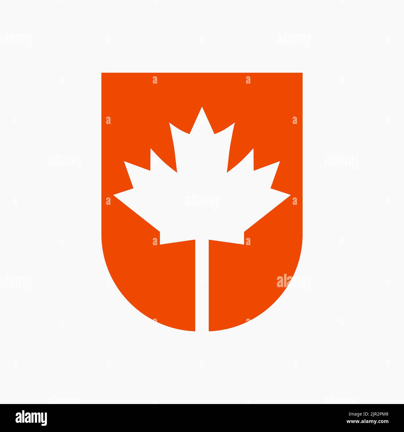 Canadian Red Maple Logo on Letter U Vector Symbol. Maple Leaf Concept ...