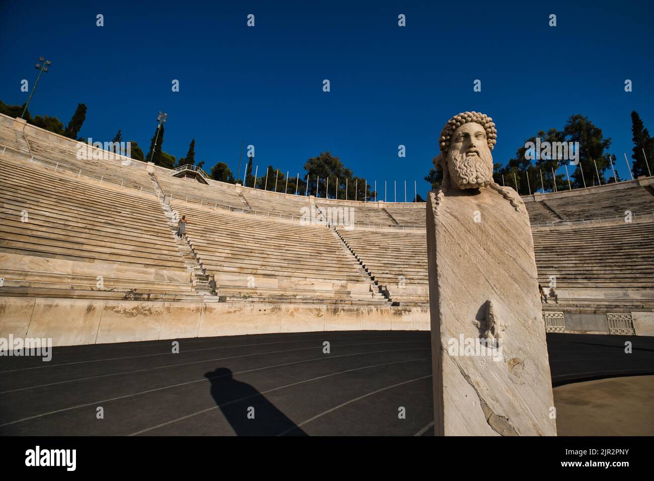 View of the sculpture inside the Panathenaic stadium in Athens Stock ...