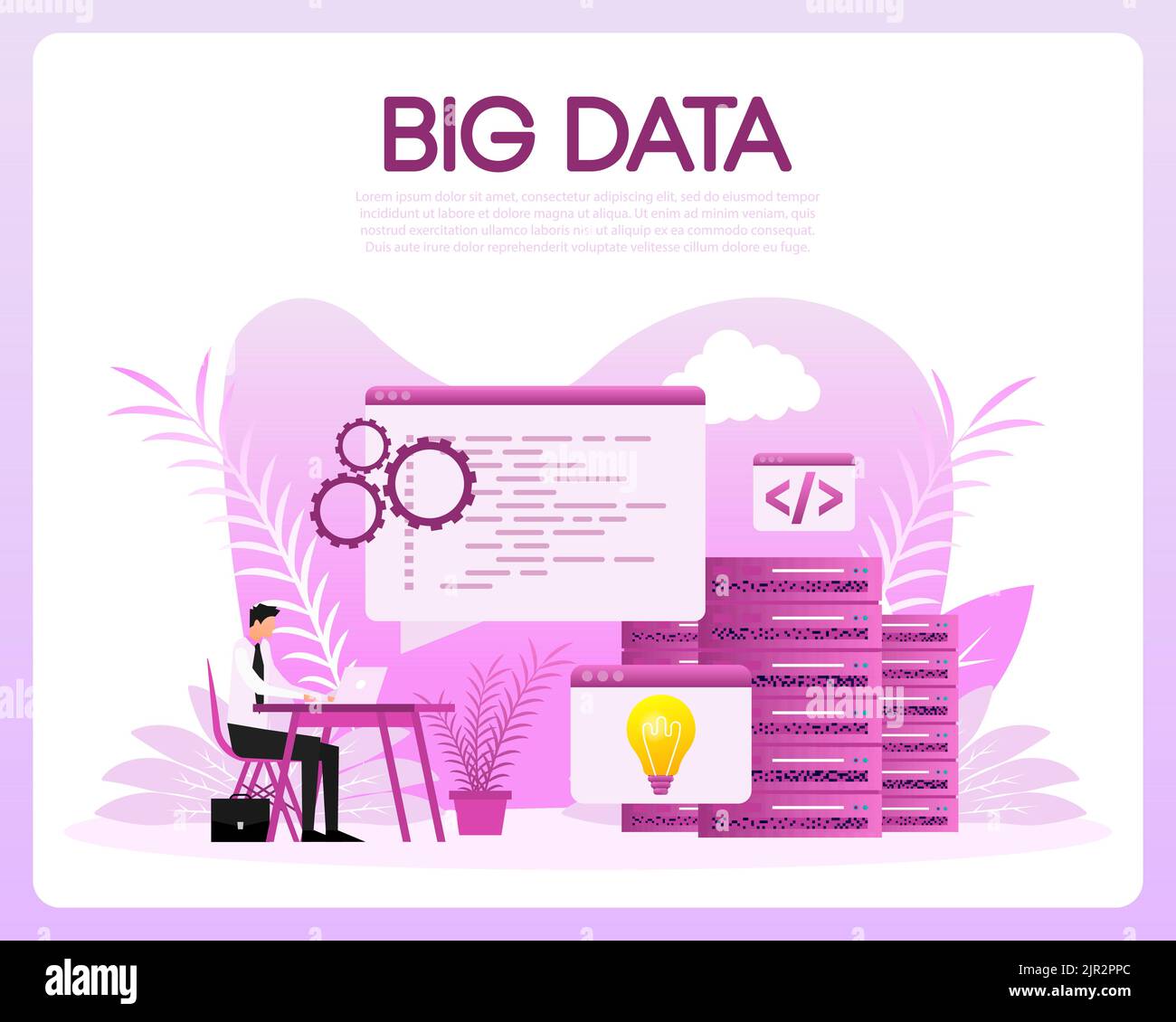 Big data people. Vector illustration. Finance isometric. Data storage ...