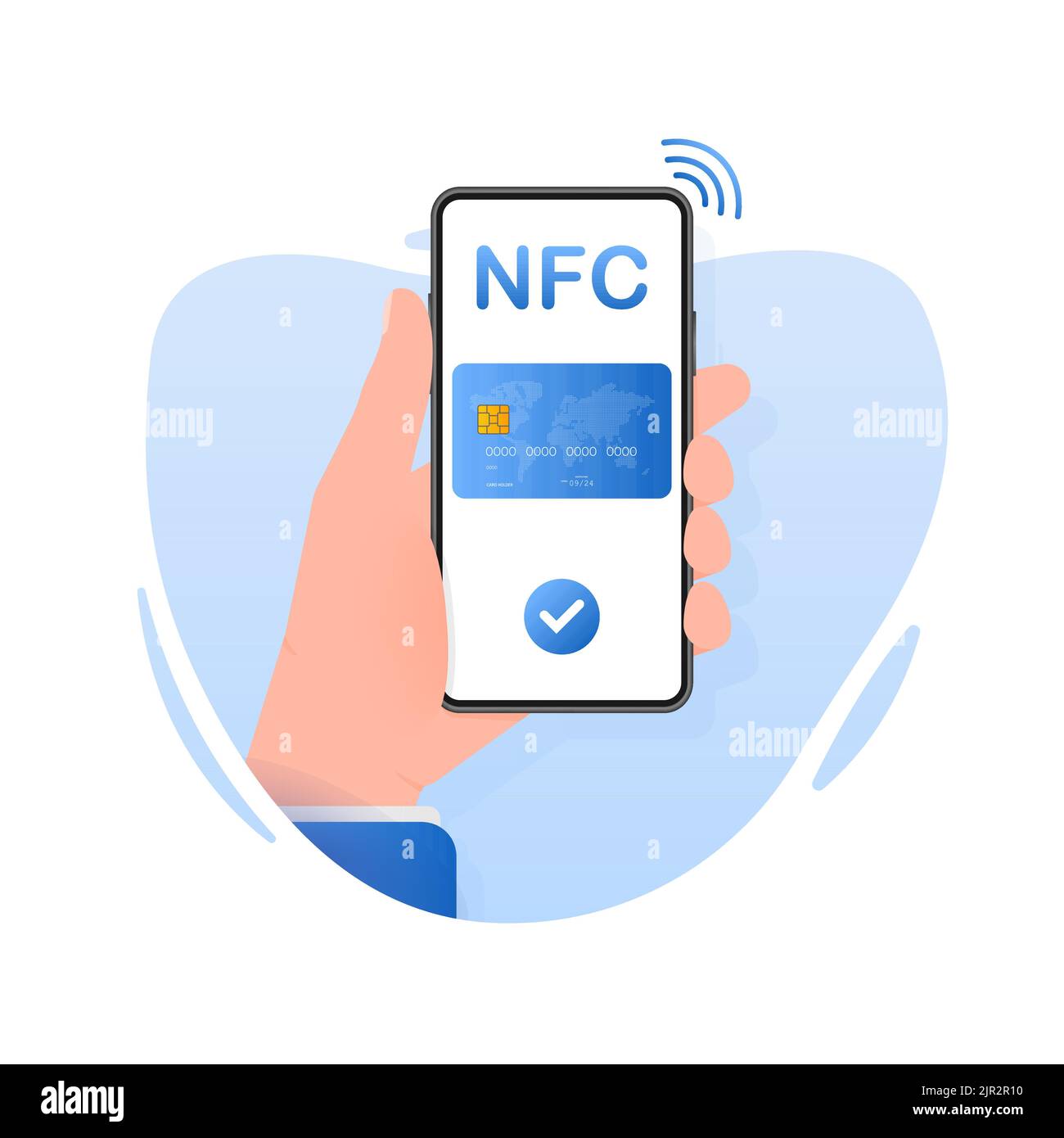 Illustration with nfc people for mobile app design. Earn money online ...