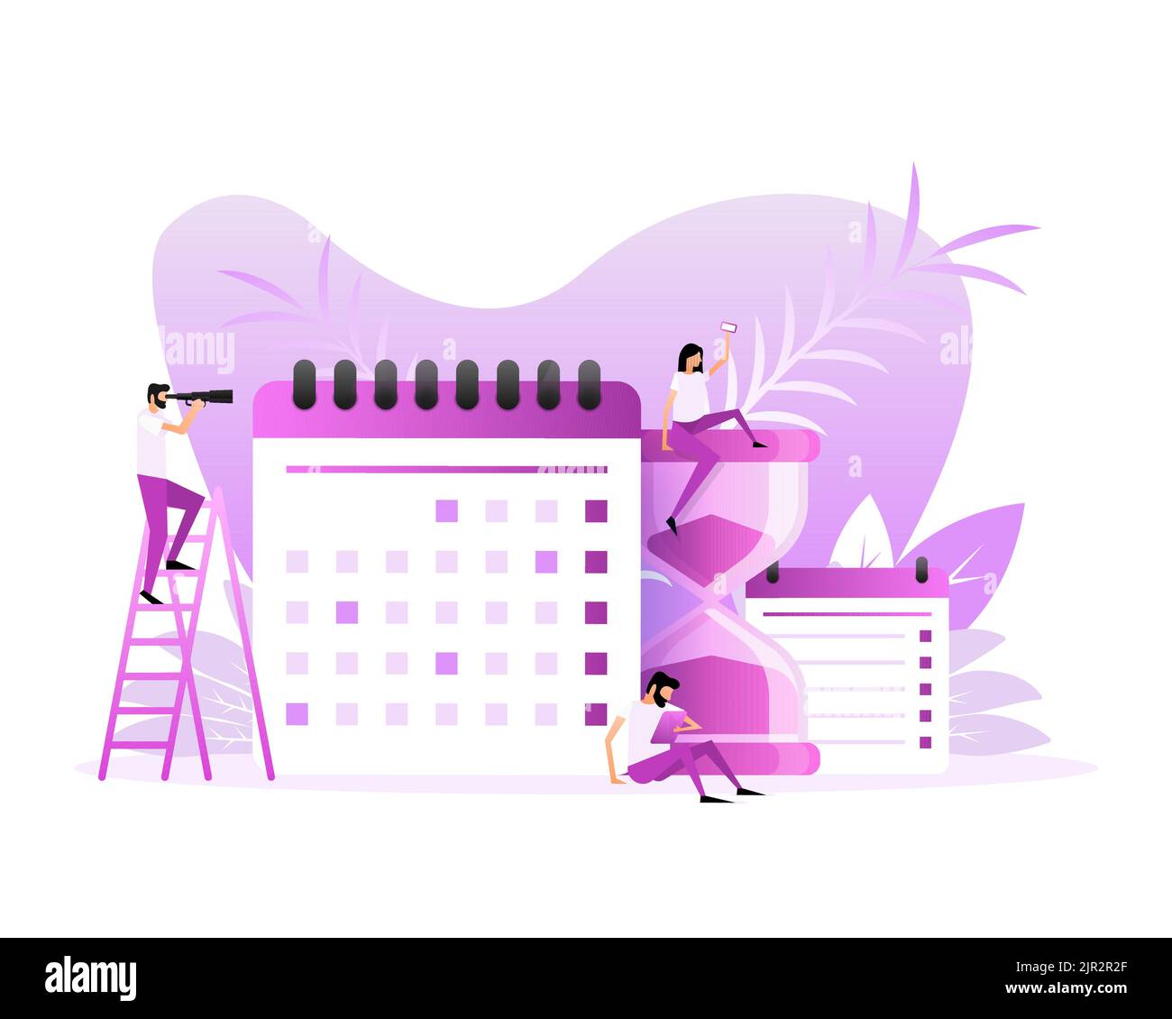 Meeting appointment time. Calendar icon and people. Cartoon people ...