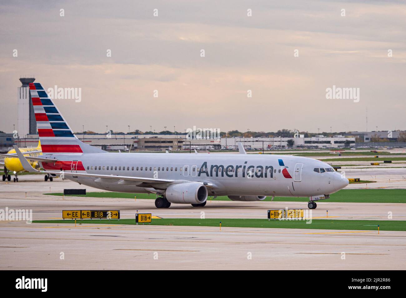 American Airlines Plane on Taxiway at JFK Airport in New York Stock ...