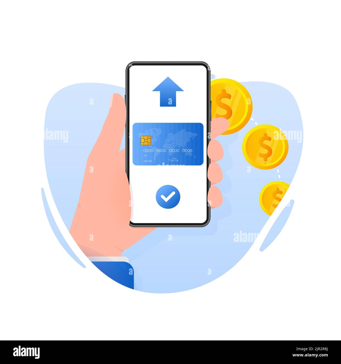 Hand holds phone with Contactless Payment Methods Mobile, online ... Hand holds phone with Contactless Payment Methods Mobile, online ...