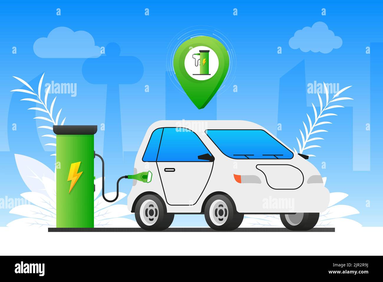 Electric vehicle charging. EV charging. Vector stock illustration Stock ...