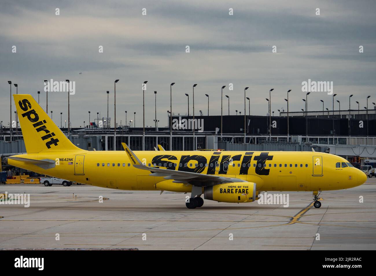 Spirit airplane on taxiway at JFK in New Y0ork Stock Photo - Alamy