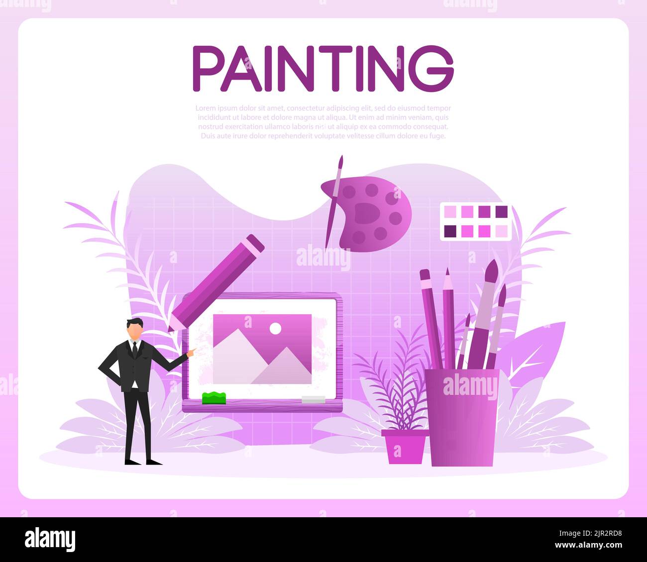 Paint lesson. History school subject. Vector illustration Stock Vector ...