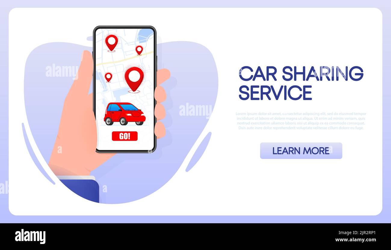 Car sharing service. Share automobile for commuting. Vector ...