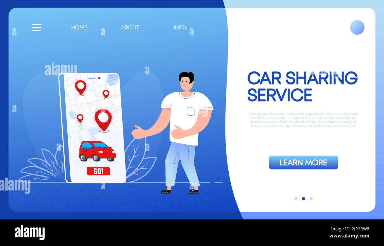 Car sharing service. Share automobile for commuting. Vector ...