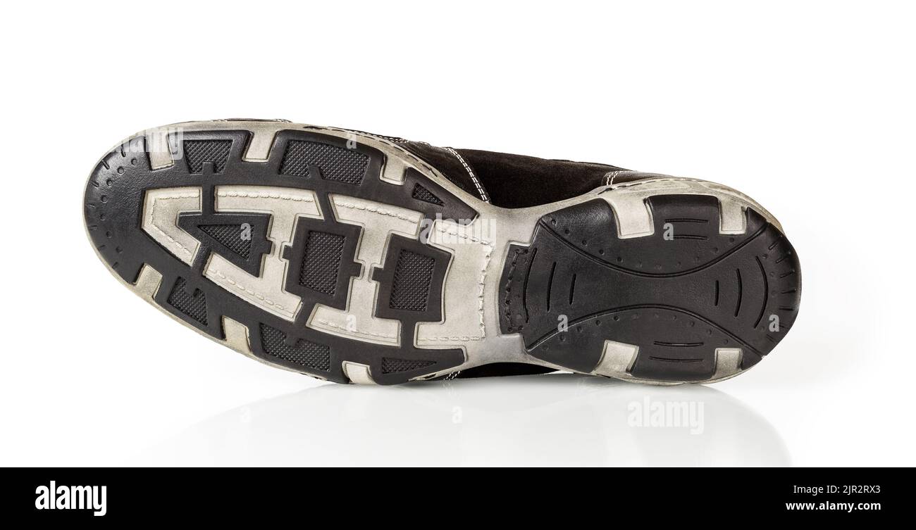 Stylish shoe sole isolated on a white background. Gray black rubber ...