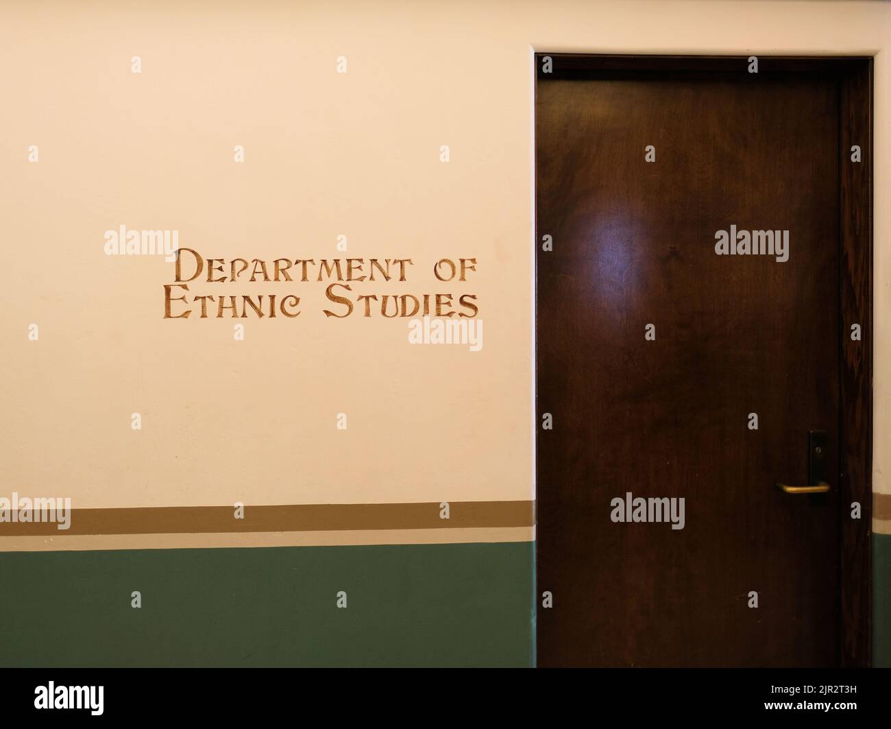 Department of Ethnic Studies painted on a wall next to a university's ...