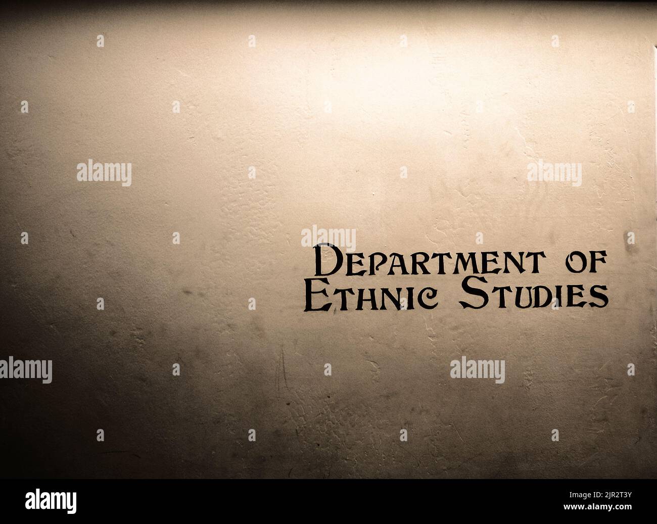 Department of Ethnic Studies sign painted on a wall; critical race ...
