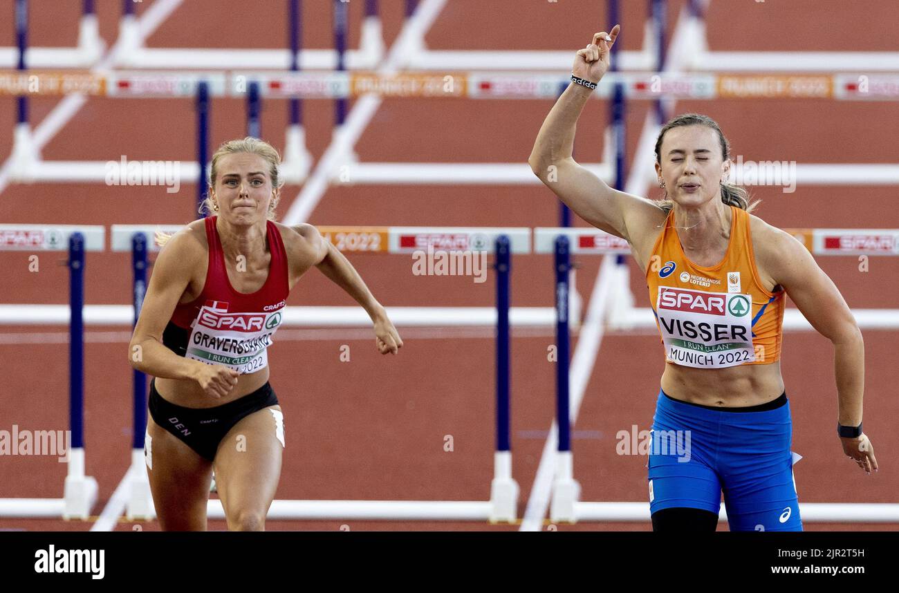 MUNICH - Nadine Visser in action during the semi-final 100 meters ...