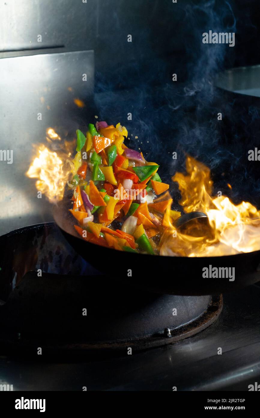 Colorful wok preparation Stock Photo - Alamy