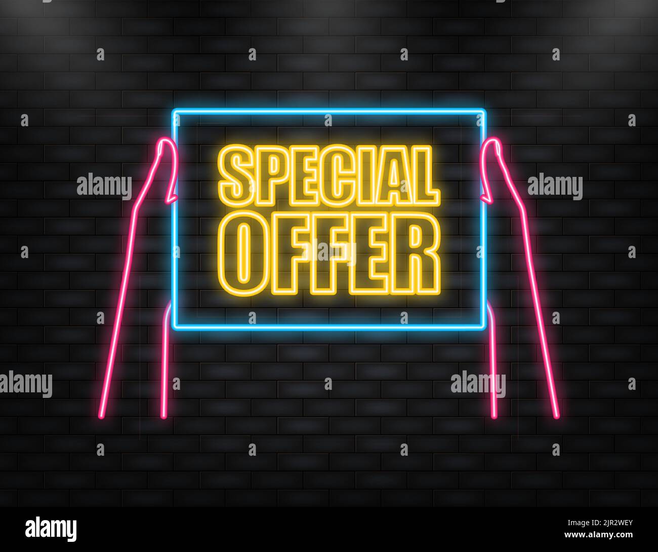 Hand holding signboard with text - Special offer. Man showing billboard ...