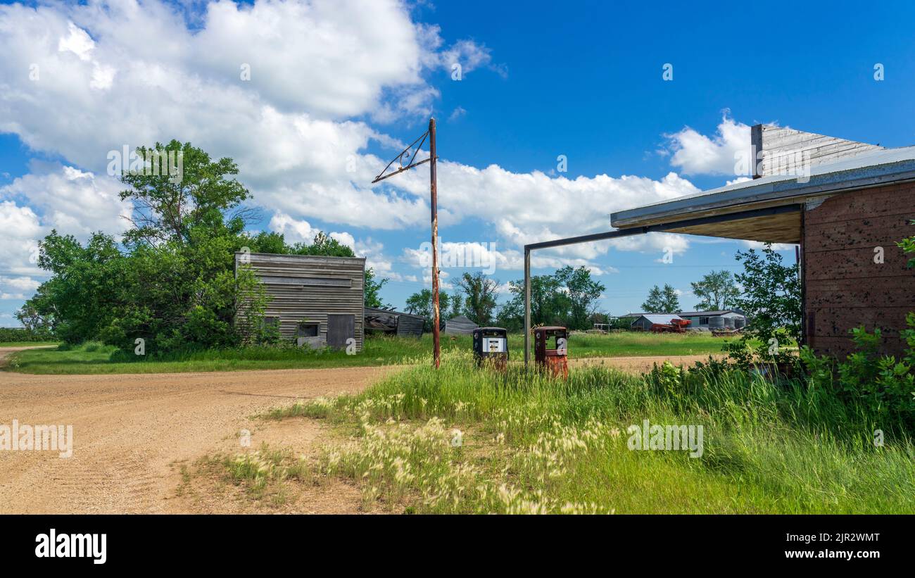 Abandoned buildings at the ghost town of Bromhead, Saskatchewan, Canada ...