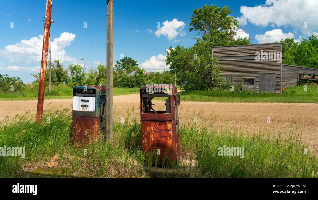 Abandoned buildings at the ghost town of Bromhead, Saskatchewan, Canada ...
