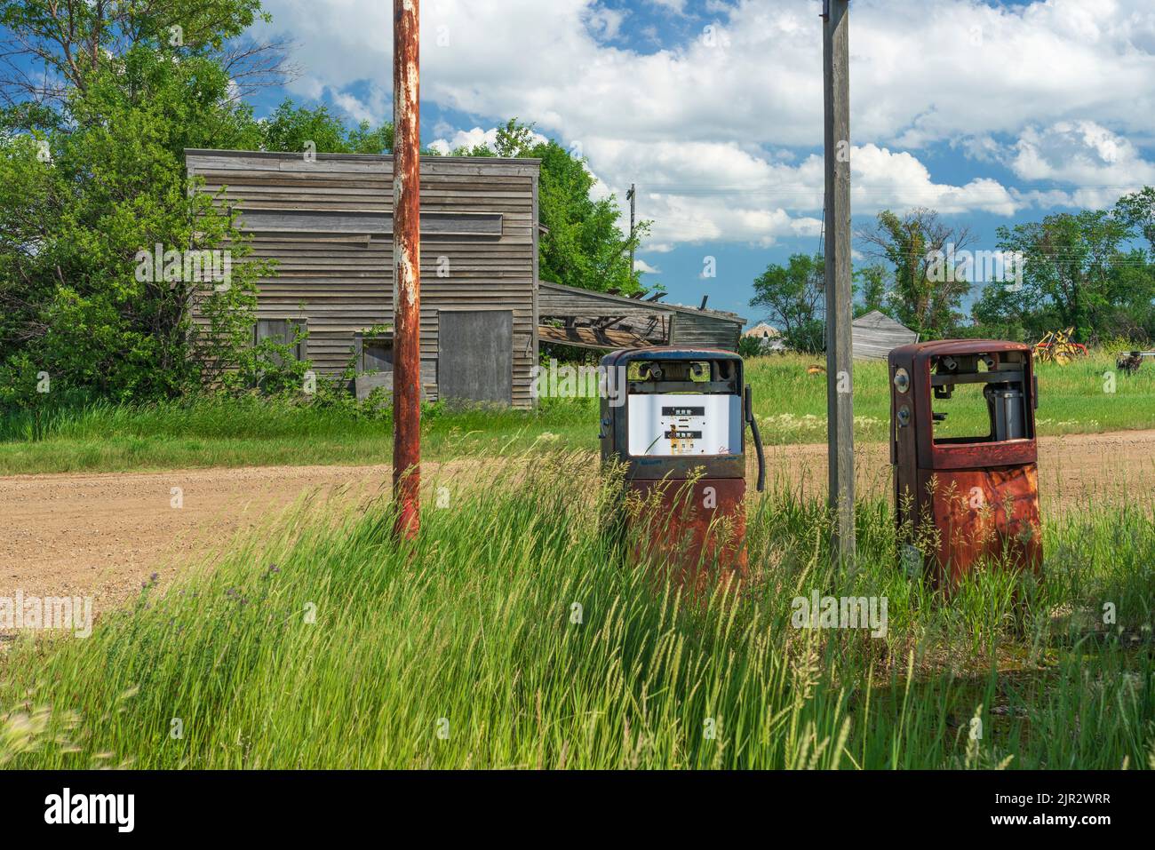 Abandoned buildings at the ghost town of Bromhead, Saskatchewan, Canada ...