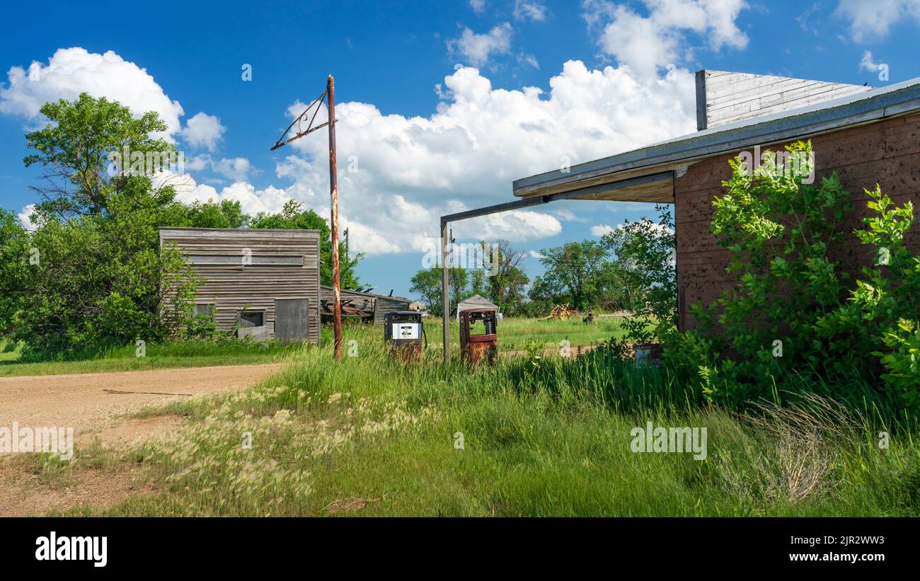 Abandoned buildings at the ghost town of Bromhead, Saskatchewan, Canada ...
