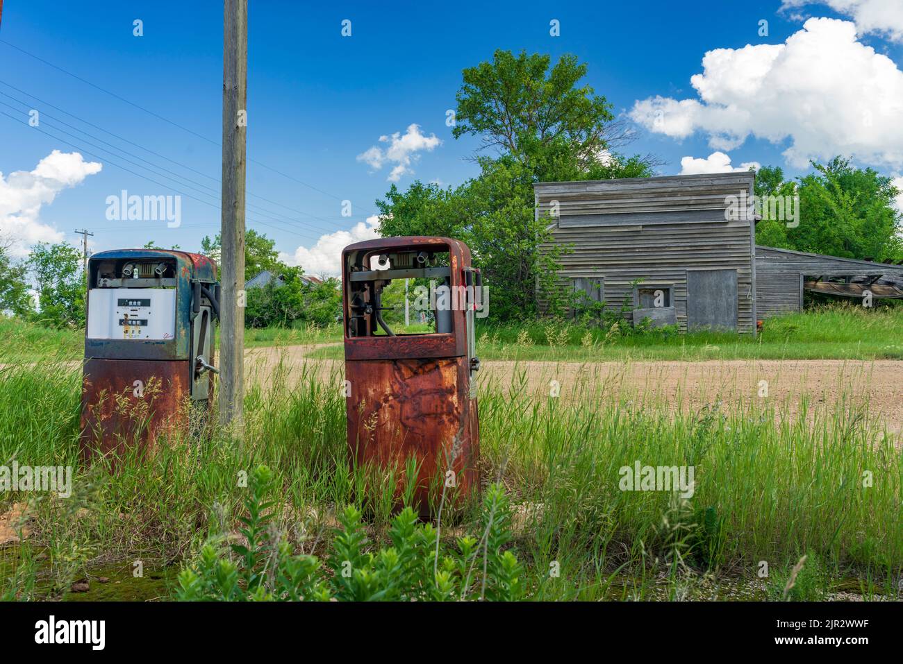 Abandoned buildings at the ghost town of Bromhead, Saskatchewan, Canada ...